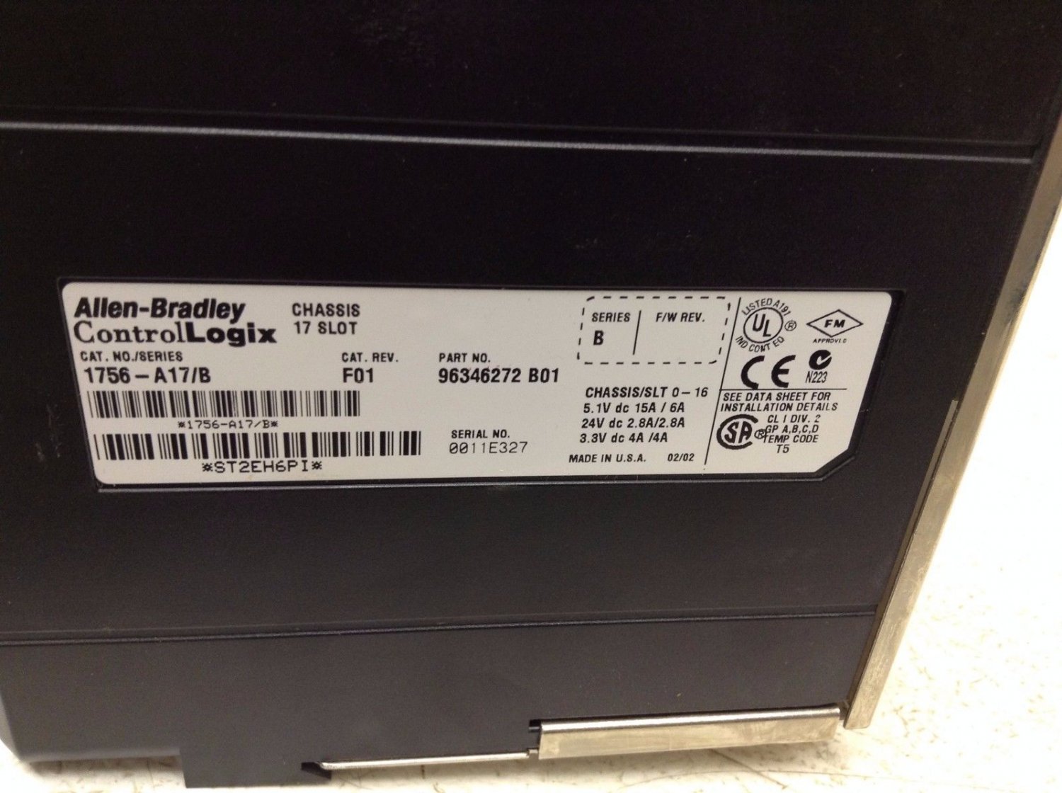 Allen Bradley 1756-A17/B B ControlLogix 17 Slot Chassis Rack 1756-A17 ...