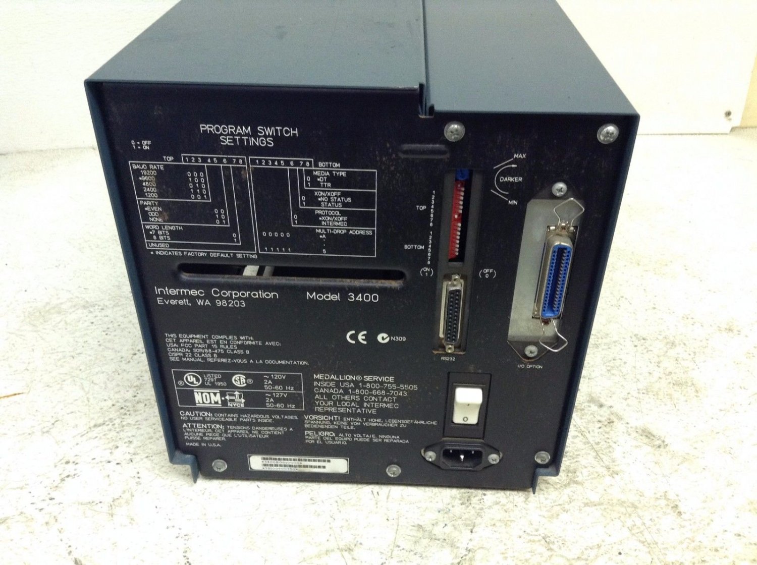 Intermec 3400 120 VAC Thermal Label Printer Read!