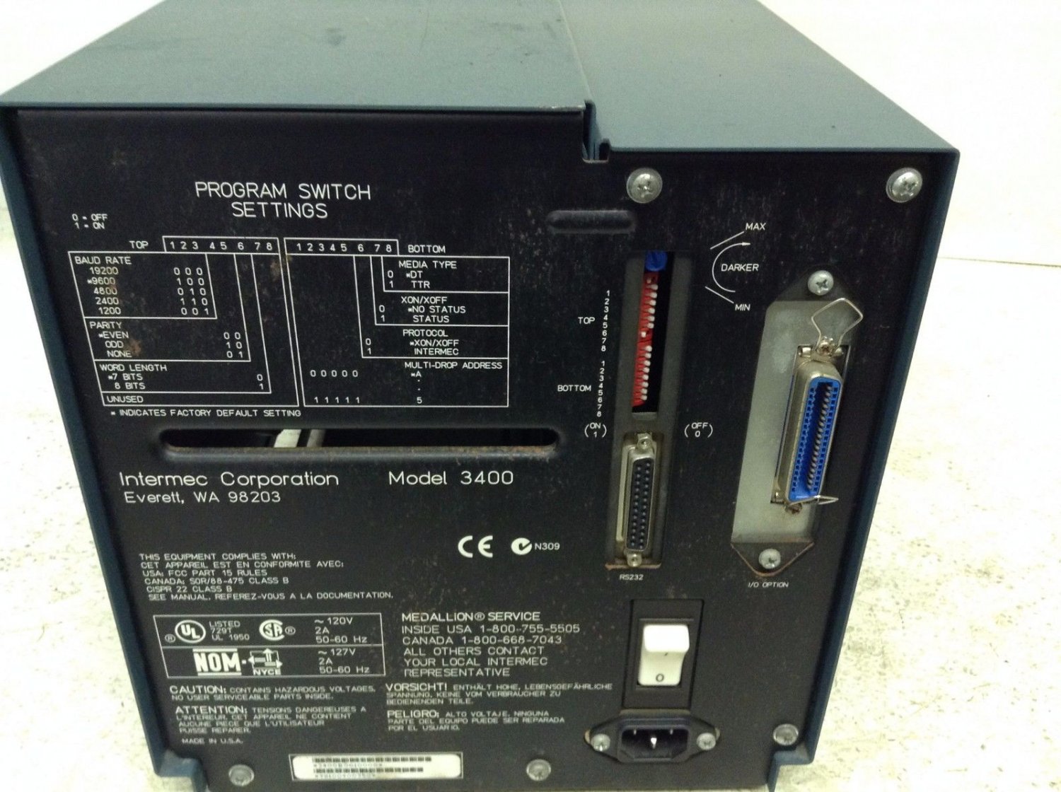 Intermec 3400 120 VAC Thermal Label Printer Read!