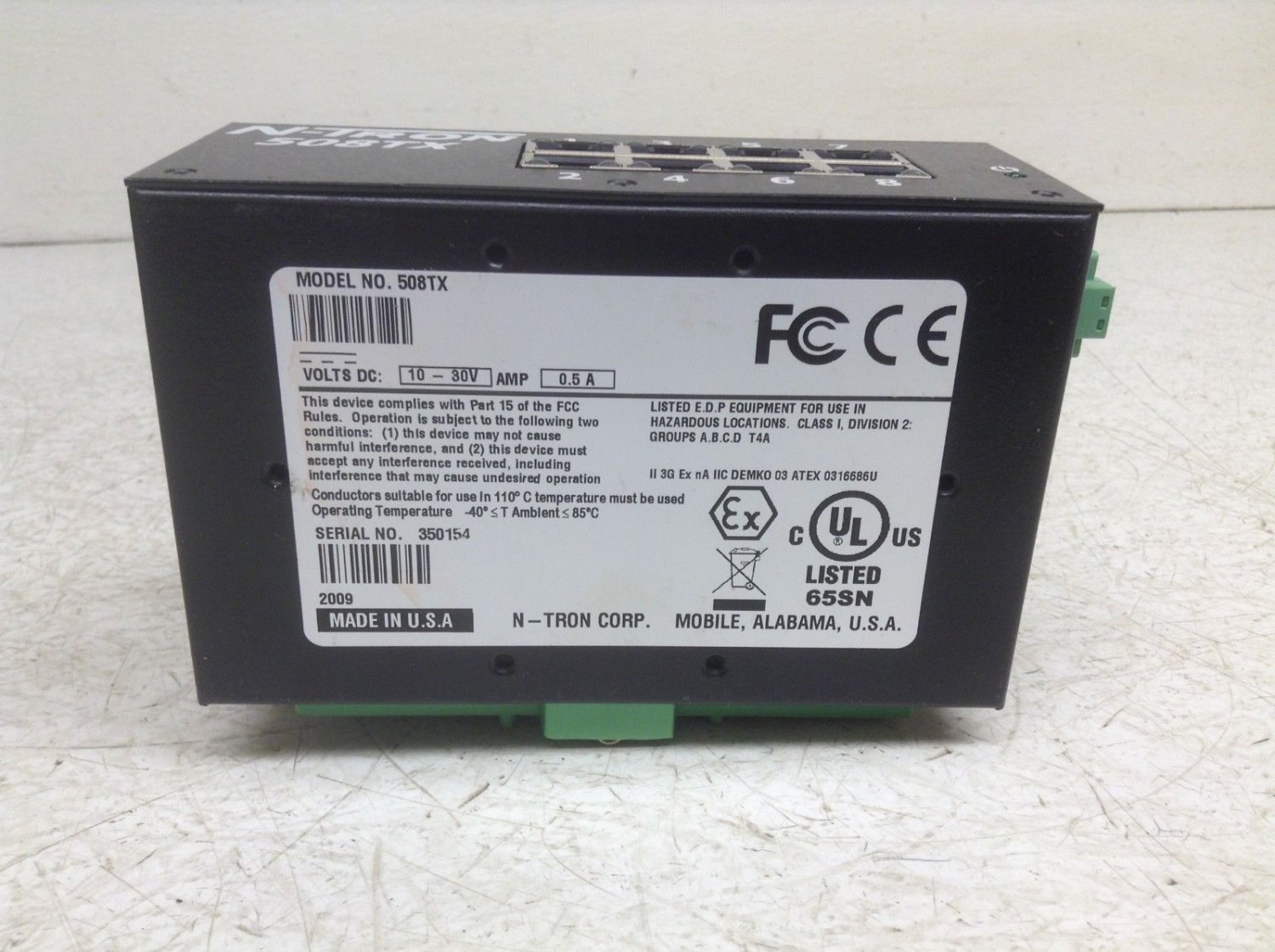 N-Tron 508TX 8 Port 10-30 VDC Ethernet Switch NTRON