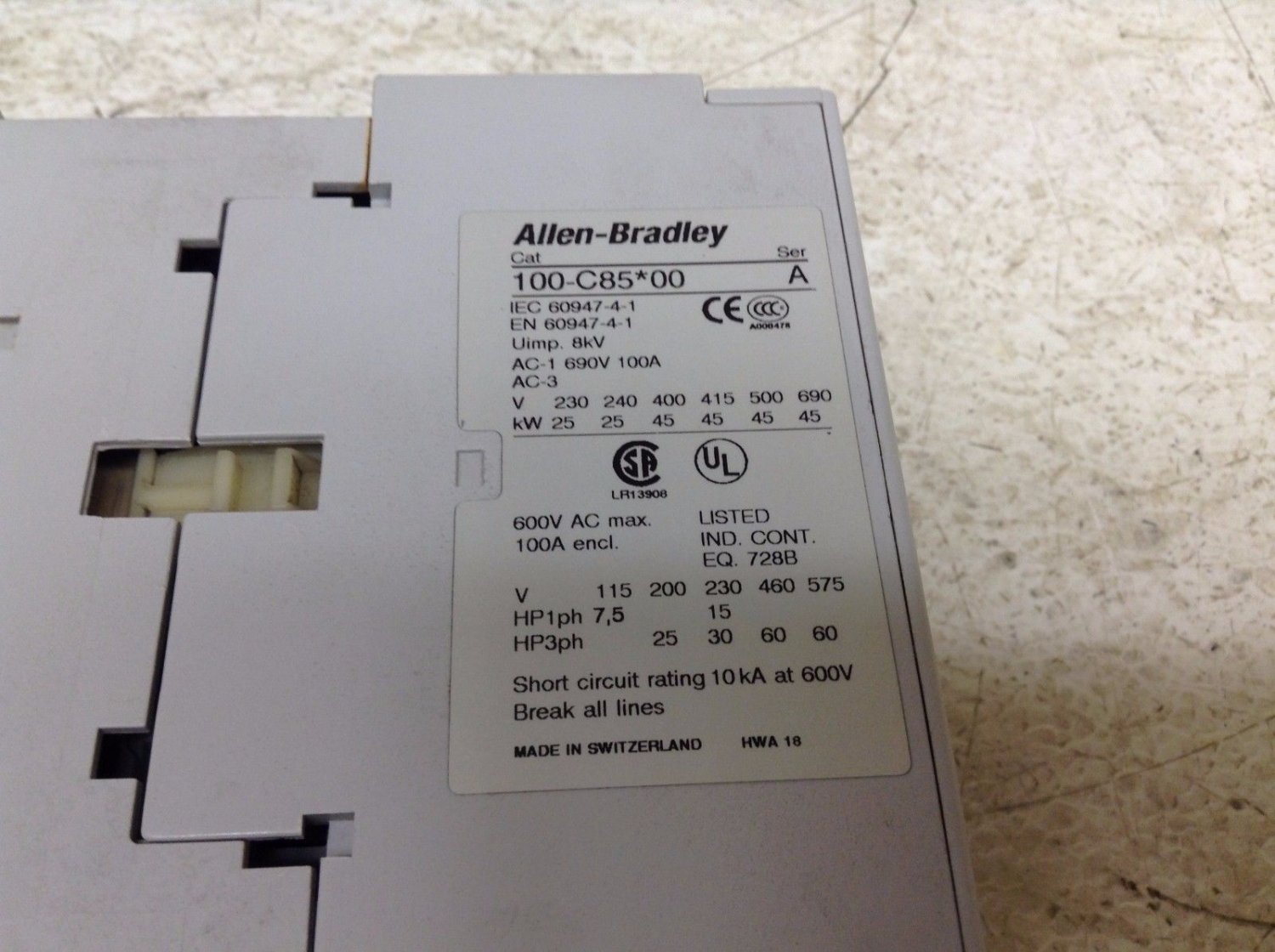 Allen Bradley 100-C85*00 60 HP Starter 100-C85 100-C8500 100C 110/120 ...