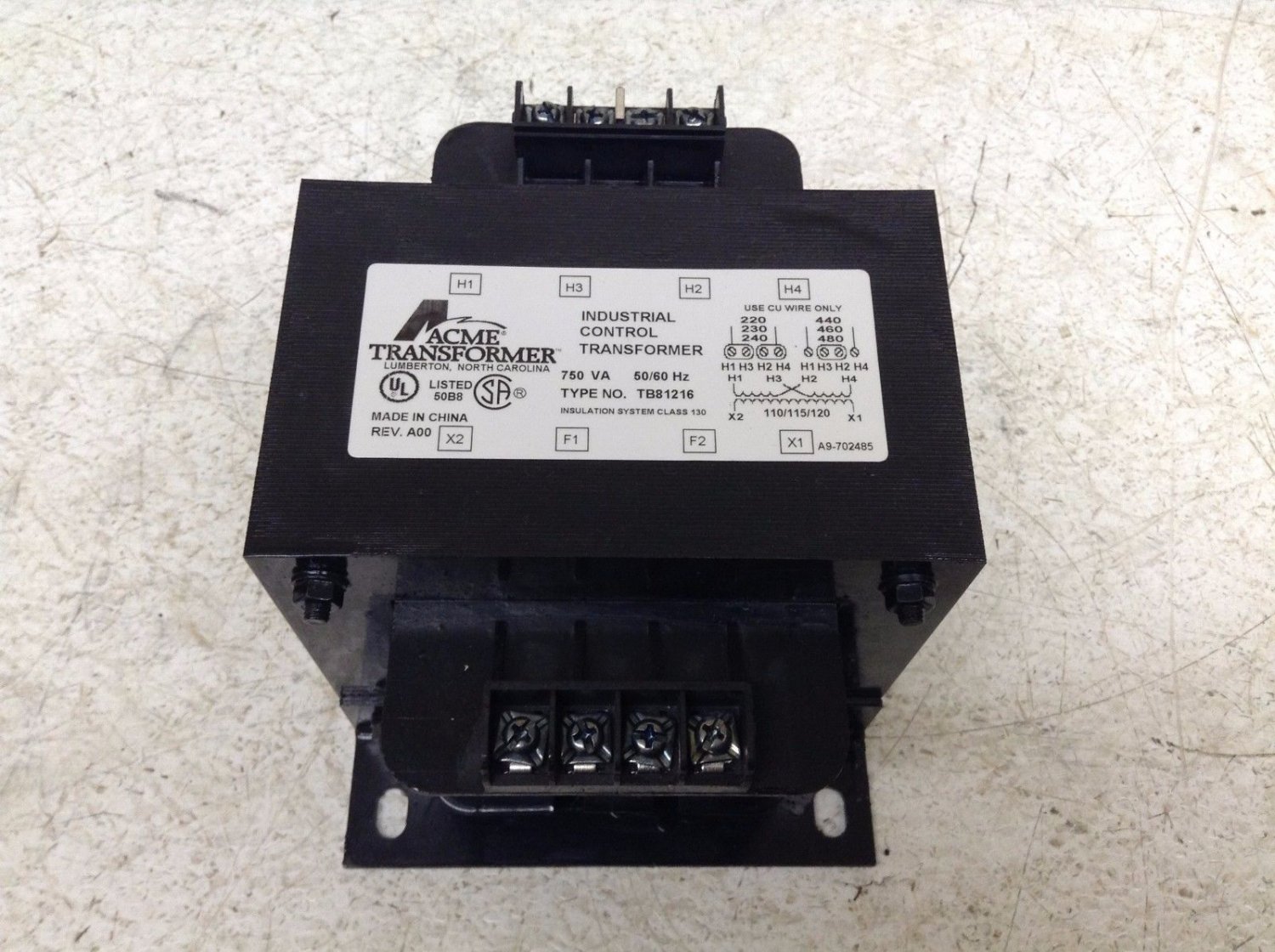 Acme TB81216 Control Transformer 750 VA 0.75 KVA Single Phase (TSC)