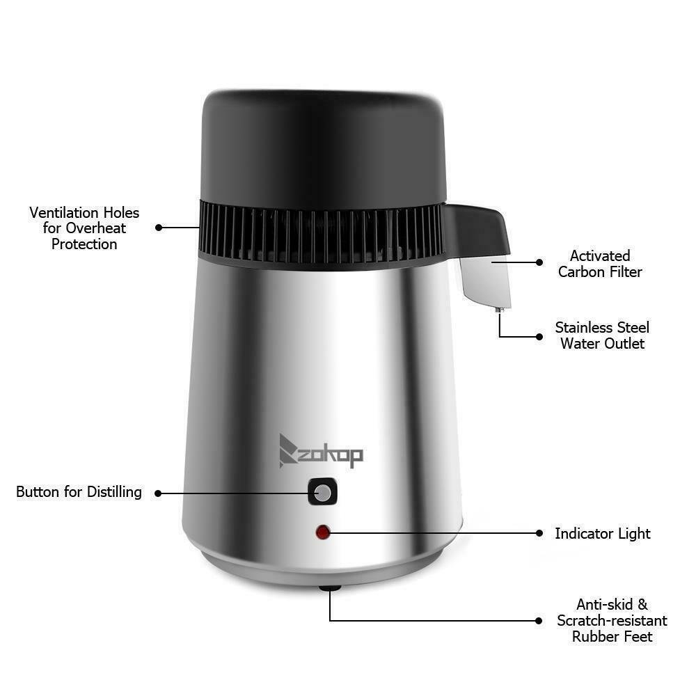 750W 4L Dental Medical Pure Water Distiller All Stainless Steel ...