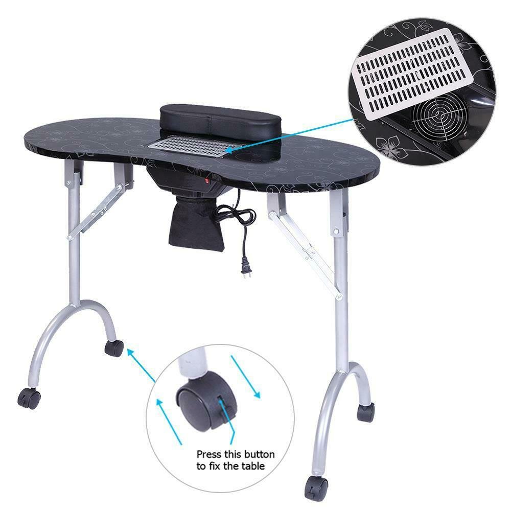 Portable & Foldable Manicure Table Nail Table With Desk Electric Dust ...