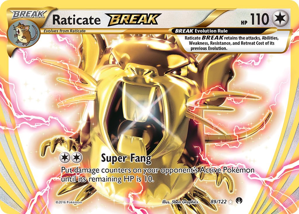 Pokemon XY BreakPoint Single Card Rare Holo BREAK Raticate BREAK 89/122