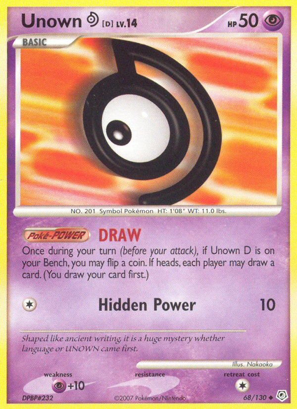 Pokemon Diamond & Pearl Base Set Single Card Uncommon Unown D 68/130