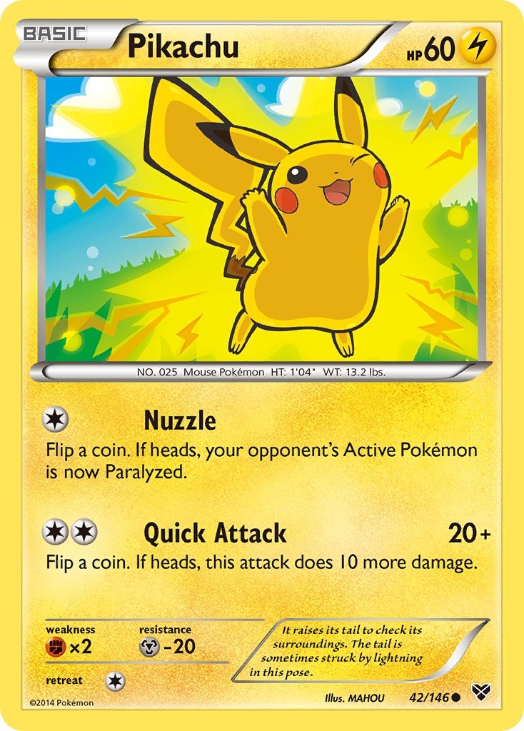 Pokemon XY Base Set Single Card Common Pikachu 42/146