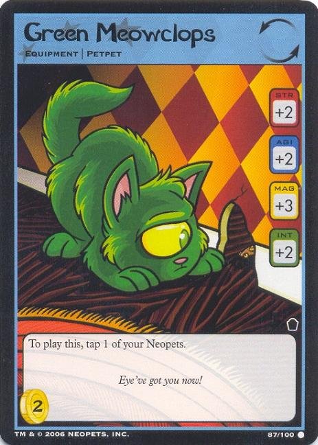 Neopets TCG Haunted Woods Single Card Common Green Meowclops 87/100