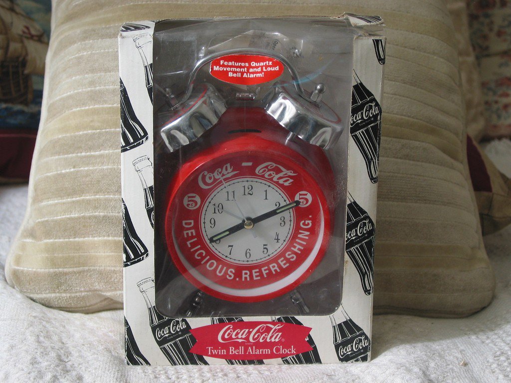 COCA COLA Twin Bell Quartz Alarm Clock Coke Used
