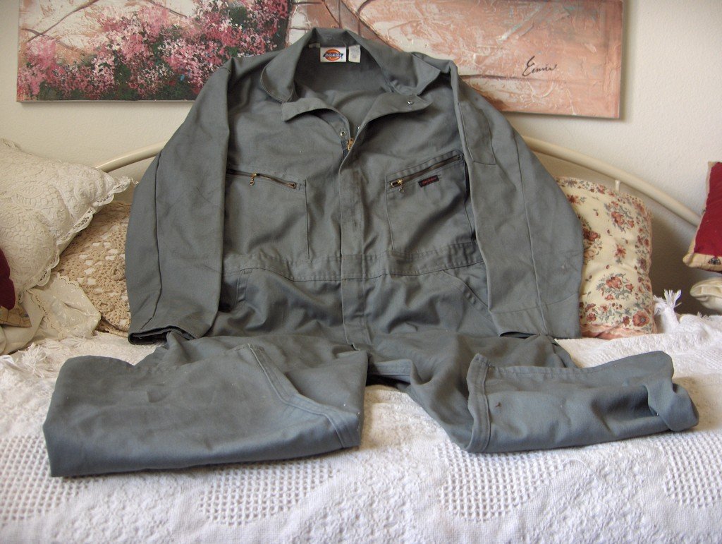 DICKIES Grey Overalls Coveralls Size 46 Medium Used