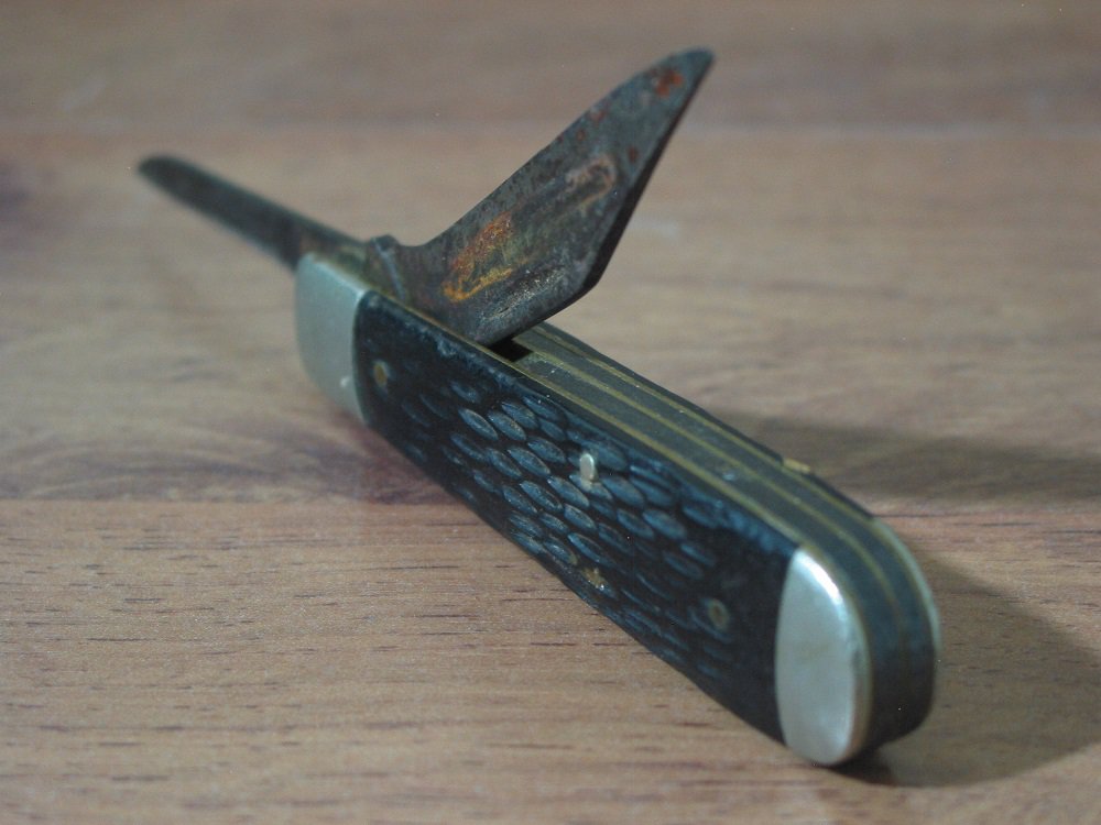 KA BAR Vintage Early 1950's Bone Handle 2 Blade Pocket Knife Kabar ...