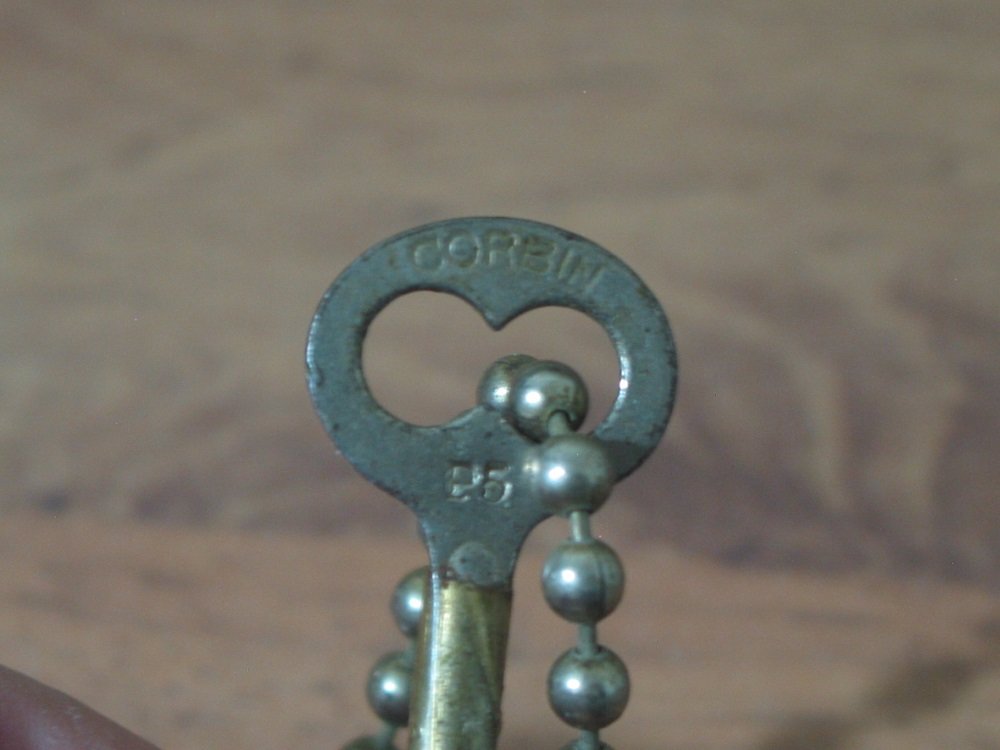 CORBIN P5 Skeleton Key With Original "Ball Chain" Chain For Door Locks