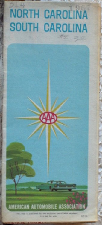 ROAD MAP 1967 Triple A Interstate Highways Thru North And South ...