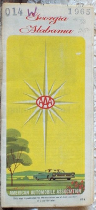 ROAD MAP 1965 Triple A Interstate Highways Thru Georgia & Alabama ...