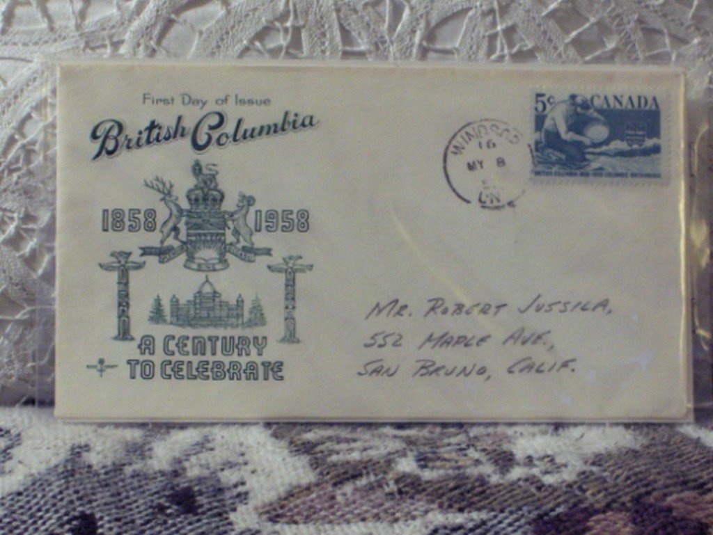 First Day Issue Cover Stamp British Columbia 1958 Canada 5c
