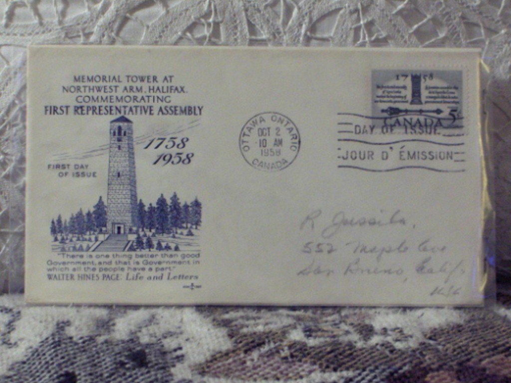 First Day Issue Cover Stamp Representative Assembly Canada