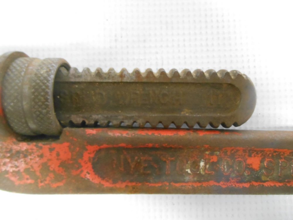 Vintage Red 11" Spud Adjustable Toothless Jaw Pipe Wrench, USA Made