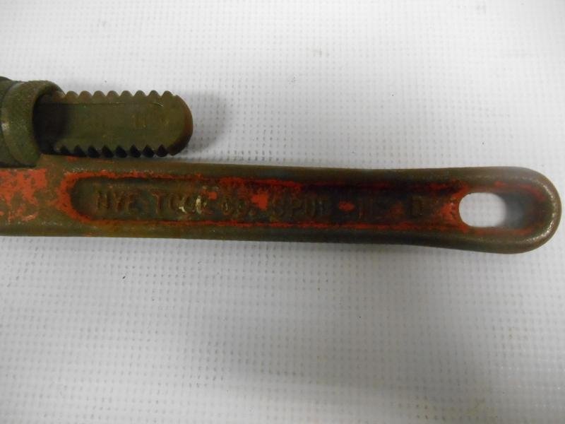 Vintage Red 11" Spud Adjustable Toothless Jaw Pipe Wrench, USA Made