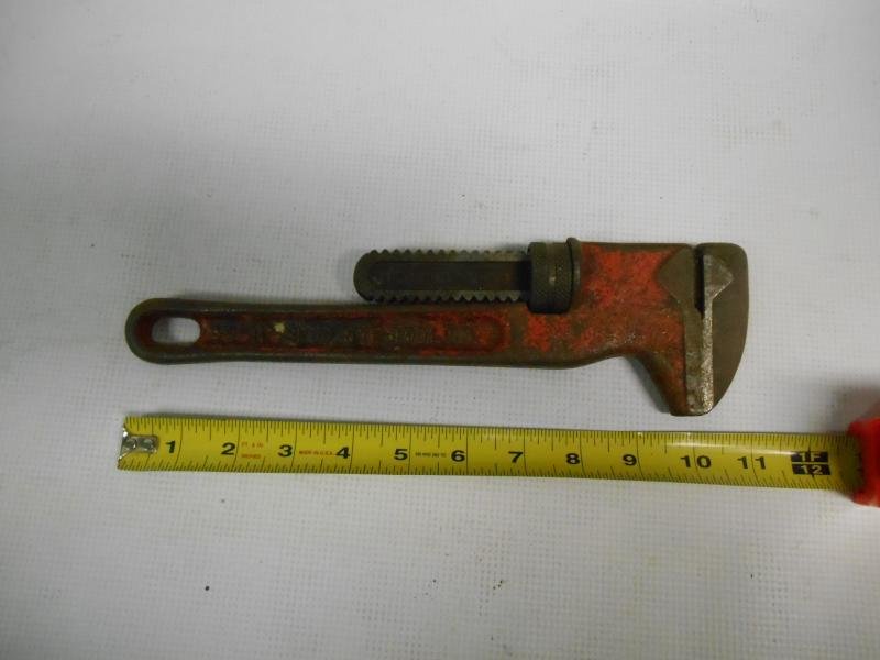 Vintage Red 11" Spud Adjustable Toothless Jaw Pipe Wrench, USA Made