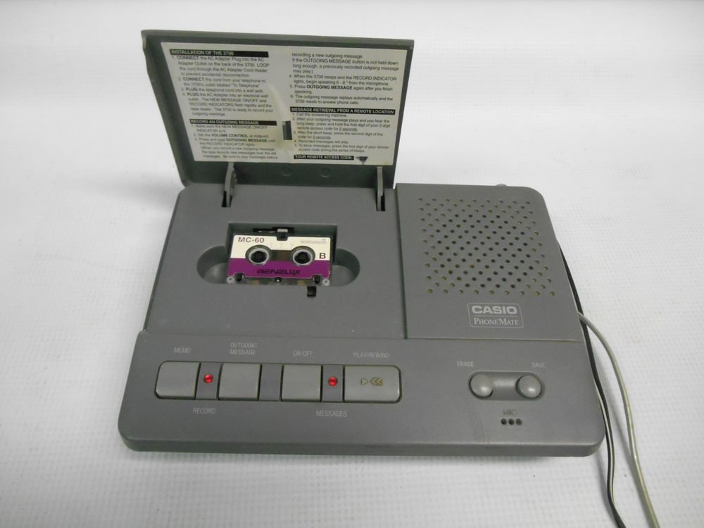 Casio PhoneMate Telephone Answering System Machine 3700 Tape MC-60 ...