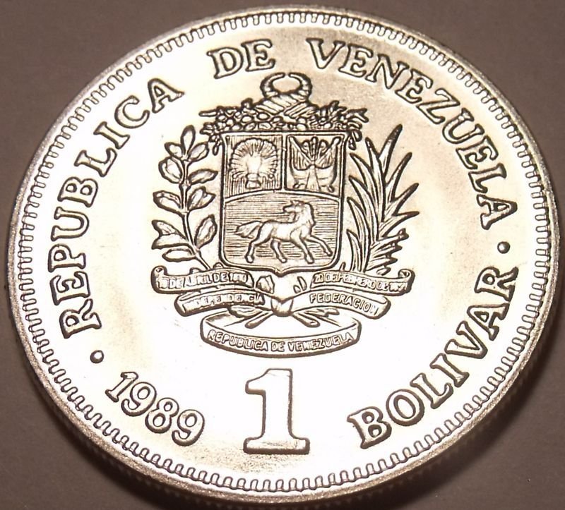 Gem Uncirculated Venezuela 1990 1 Bolivar~Cornucopias~Free Shipping