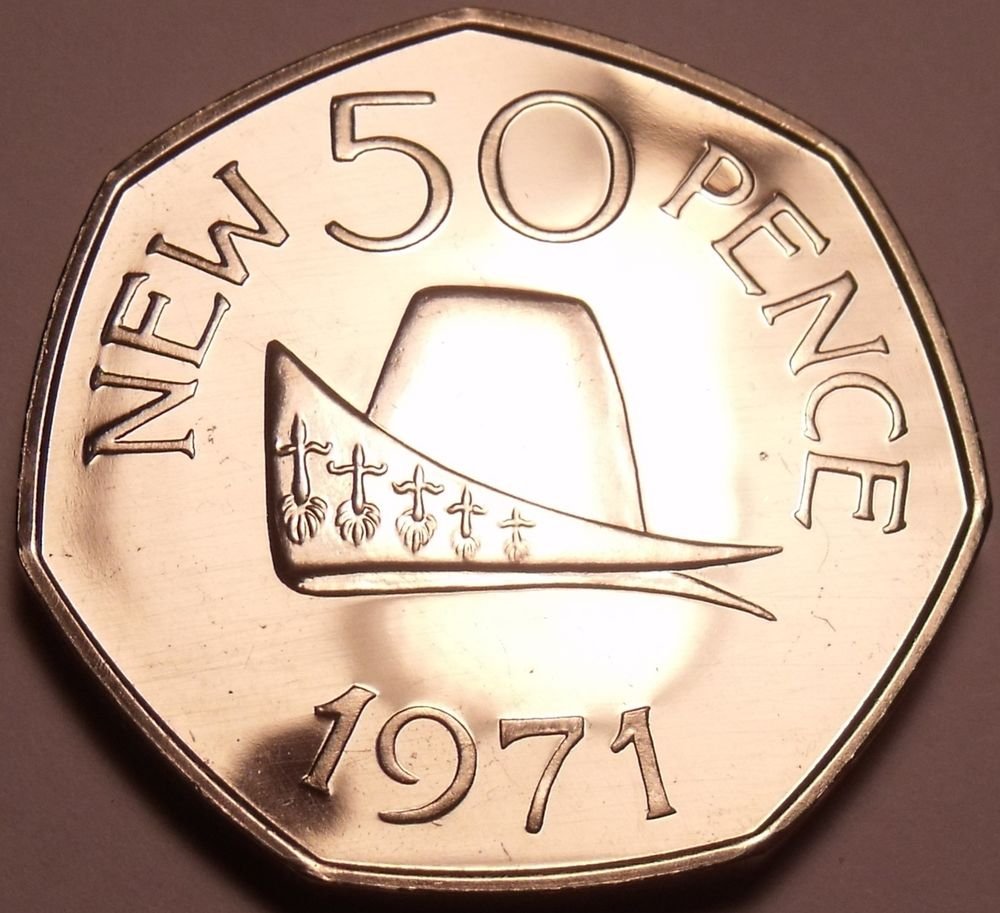 Huge Proof Guernsey 1971 50 Pence~Ducal Cap Of The Duke Of Normandy ...