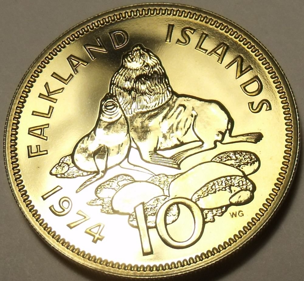 HUGE PROOF FALKLAND ISLANDS 1974 10 PENCE~URSINE SEAL~1ST YEAR EVER ...