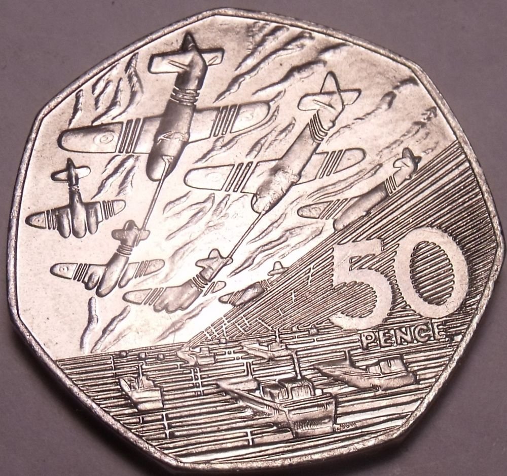 Huge Unc Great Britain 1994 50 Pence~World War II Invasion Of Normandy ...