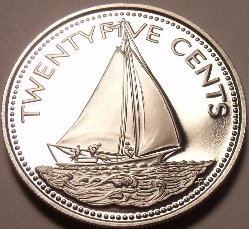 Rare Proof Bahamas 1975 25 Cents~Bahamian Sloop~Only 29k Minted~Free ...