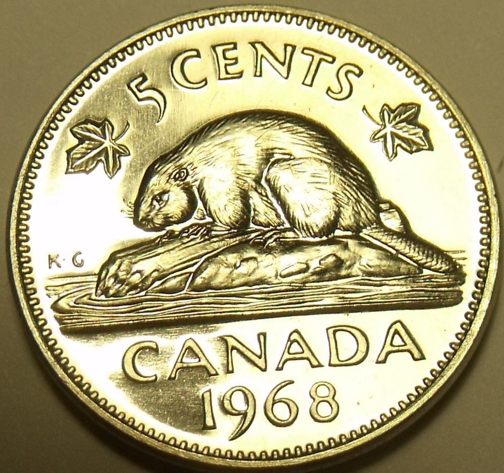 PROOF CANADA 1968 5 CENTS~BEAVER NICKEL~FREE SHIPPING~