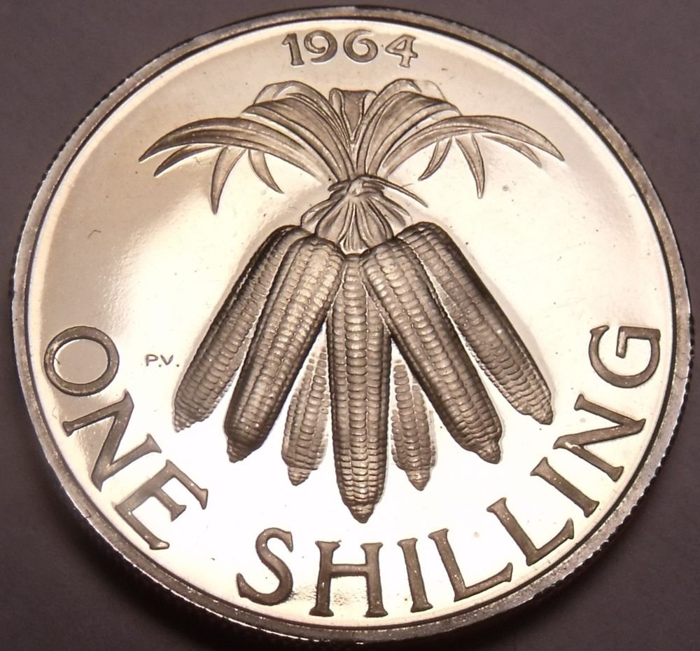 Rare Proof Malawi 1964 Shilling~10,000 Minted~Bundled Corncobs~1st Year ...