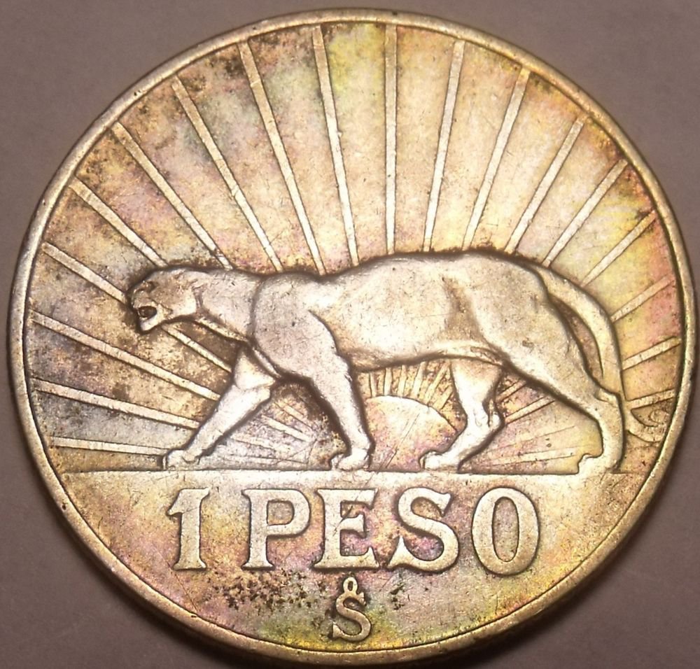Silver Oriental Uruguay 1942-SO Peso~Puma Walking~Free Shipping