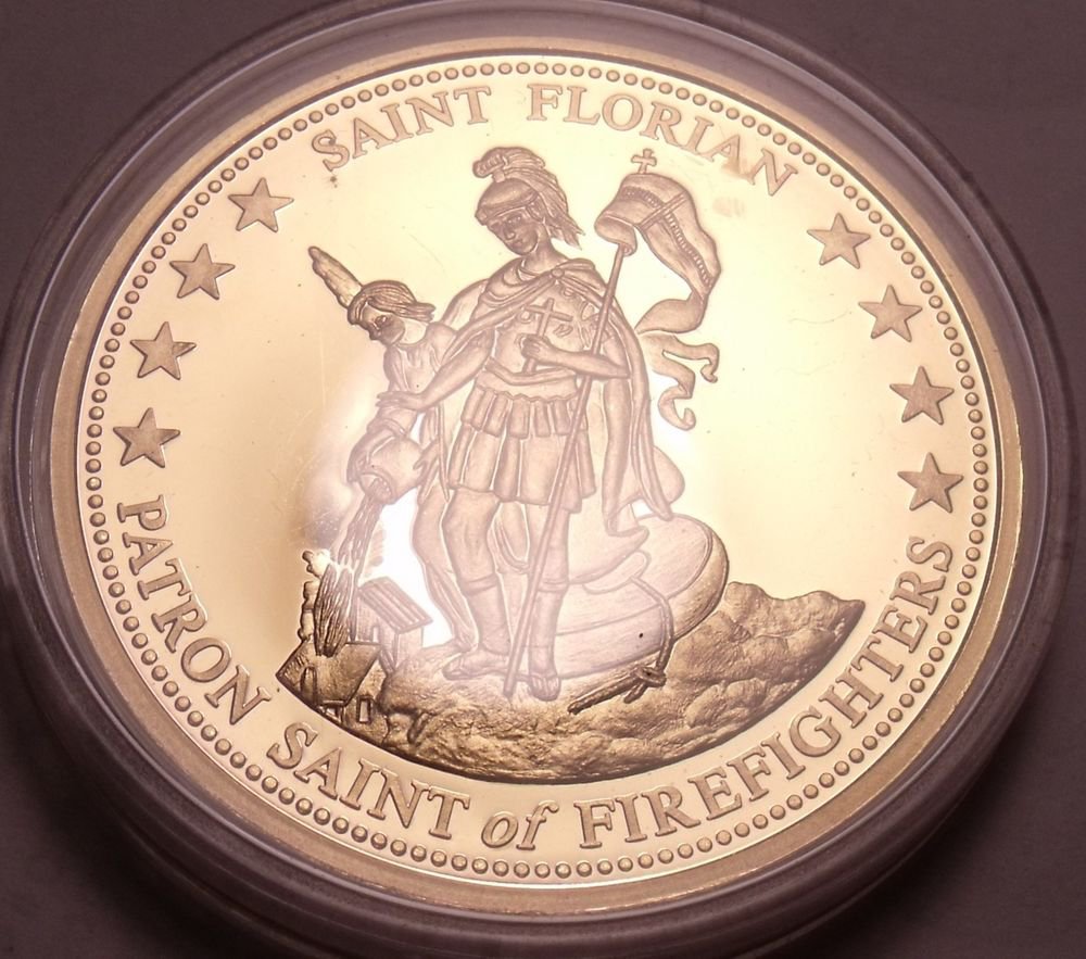 Huge Proof 24k Gold Plated Firefighters Creed Medallion~Saint Florian ...
