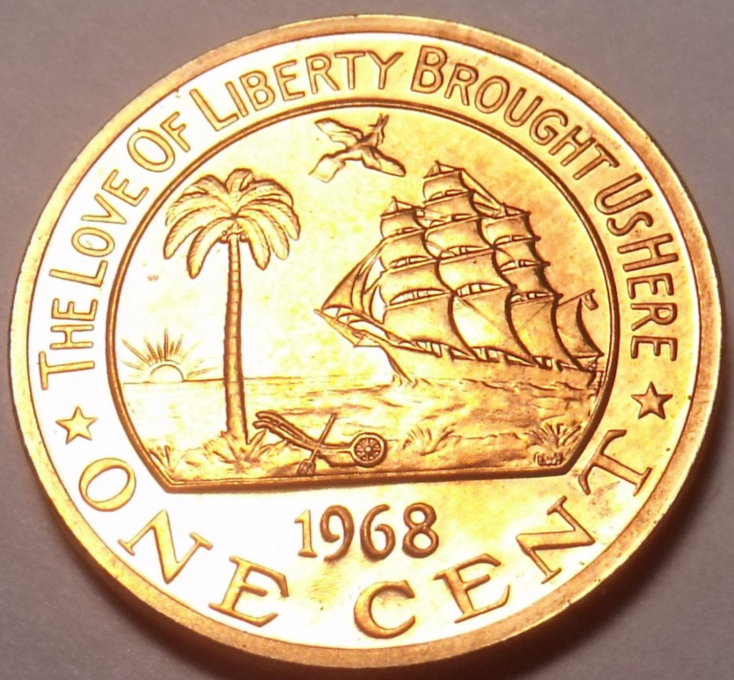 Liberia Cent, 1968 Proof Rare~Only 14,000 Minted~Elephant~Free Shipping