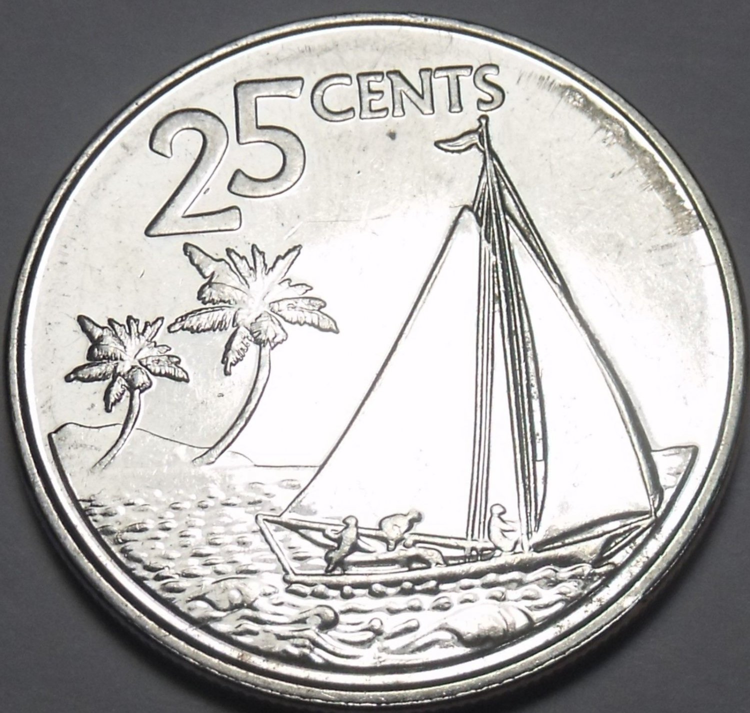 Gem Unc Bahamas 2015 25 Cents~Bahamian Sloop New Design~Free Shipping*