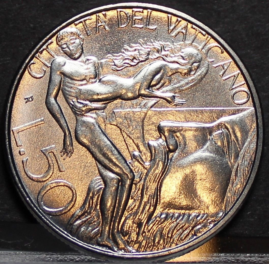 Vatican City 50 Lire, 1988, Creation of Eve From Adam's Rib~Gem ...