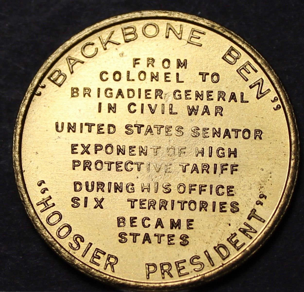 Benjamin Harrison 23rd President Bronze Medallion~Backbone Ben~Hoosier ...