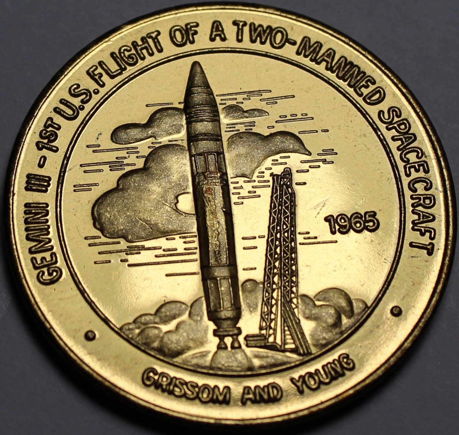 Gemini III 1st Flight Of a Two Manned Spacecraft Nasa Medallion~Bronze ...