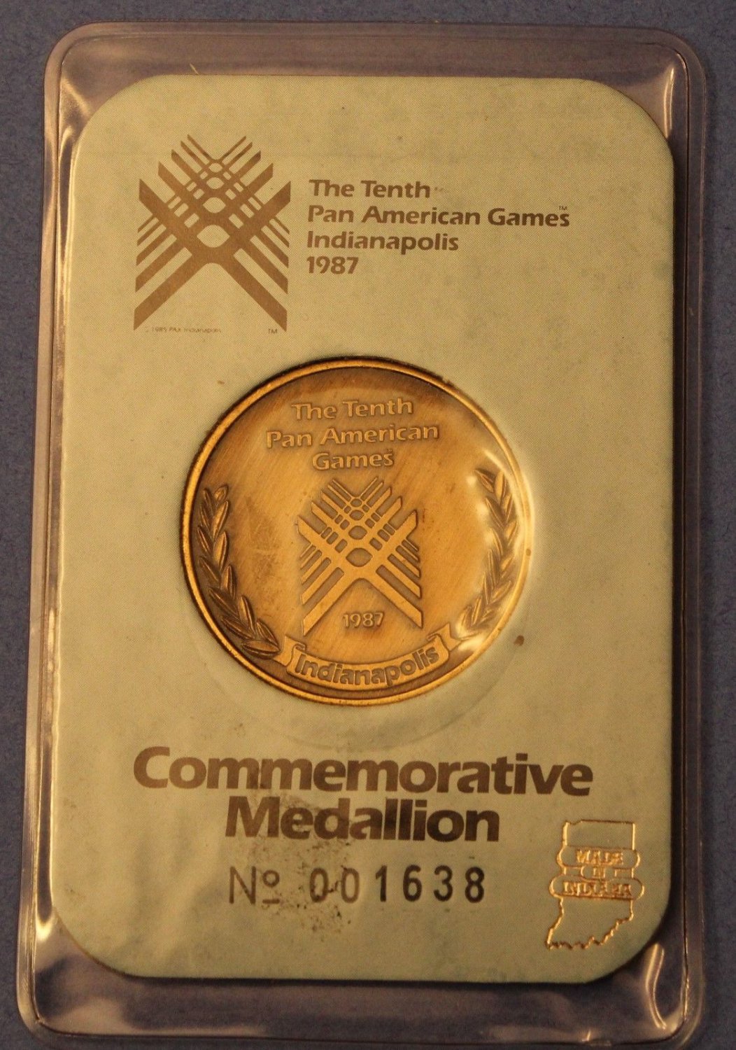 1987 10th Pan American Games Commemorative Medallion~Indianapolis ...