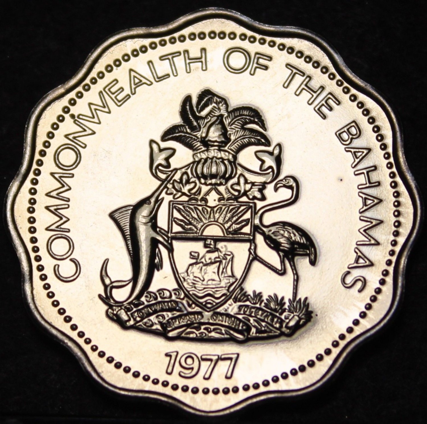 Bahamas 10 Cents, 1977 Rare Proof~Bone Fish~11,000 Minted~Scalloped ...