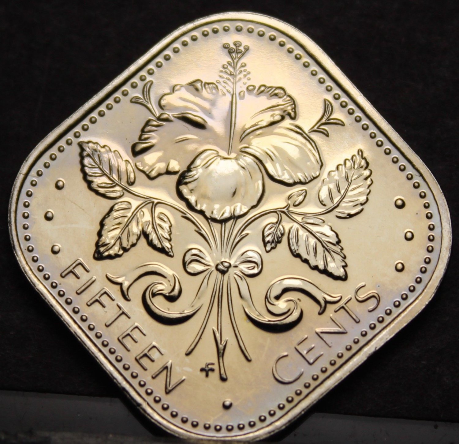 Bahamas 15 Cents, 1978 Rare Proof~6,931 Minted~Triangle Coin~Free Shipping