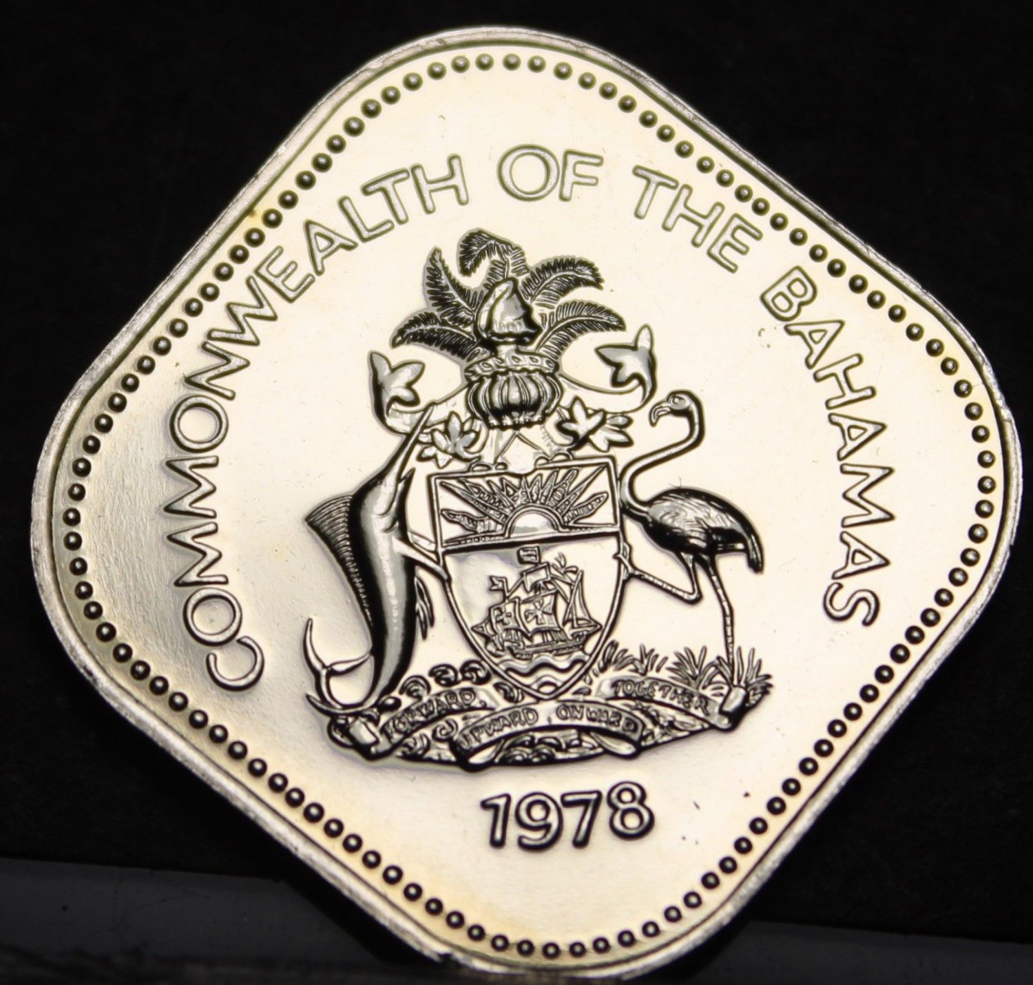 Bahamas 15 Cents, 1978 Rare Proof~6,931 Minted~Triangle Coin~Free Shipping