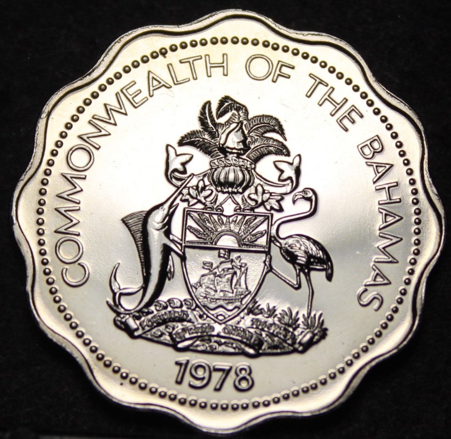 Bahamas 10 Cents, 1978 Rare Proof~Bone Fish~6,931 Minted~Scalloped~Free ...