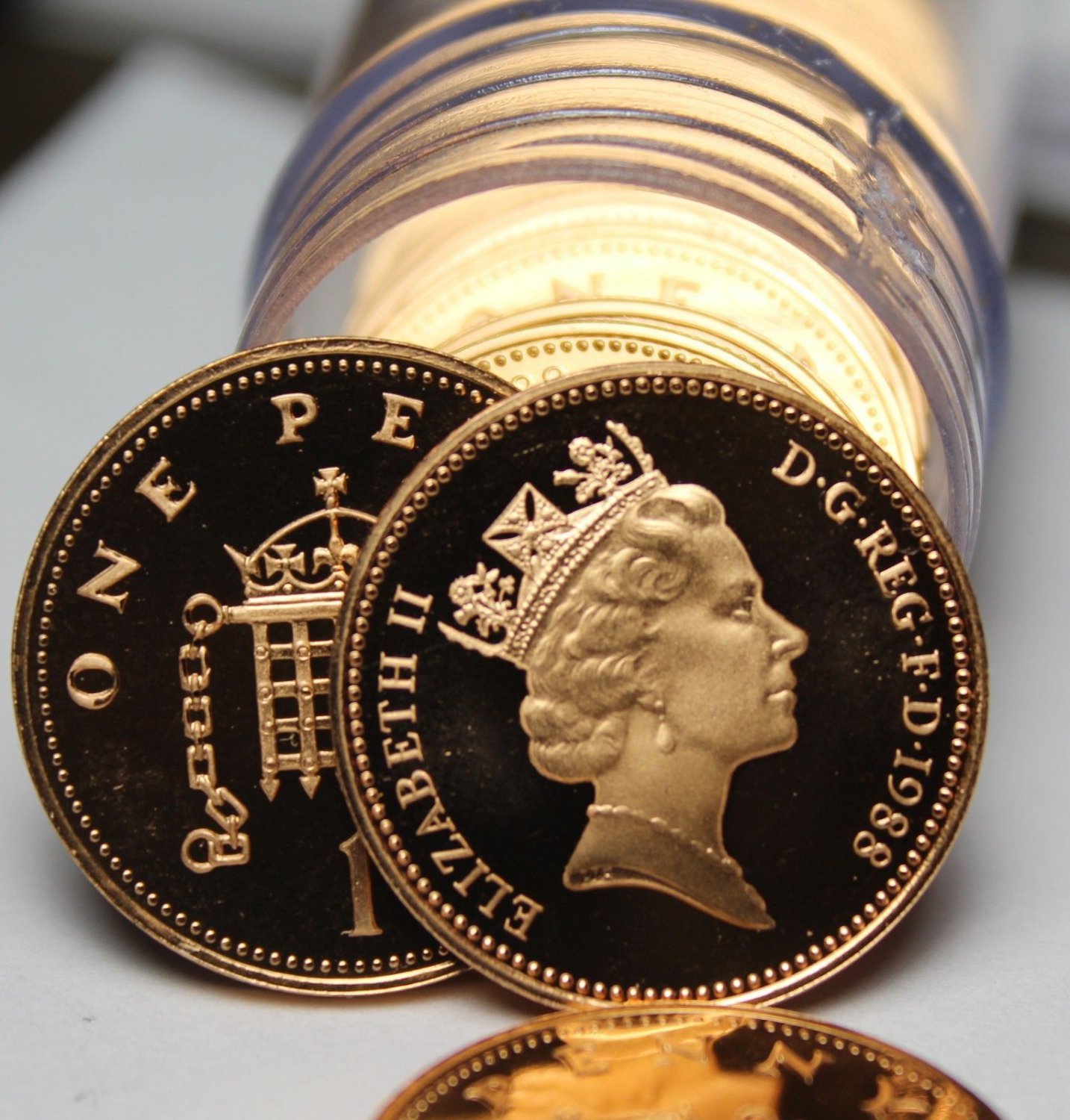 Great Britain PROOF 1988 Roll (20) Of Penny Coins~Crowned Portcullis ...