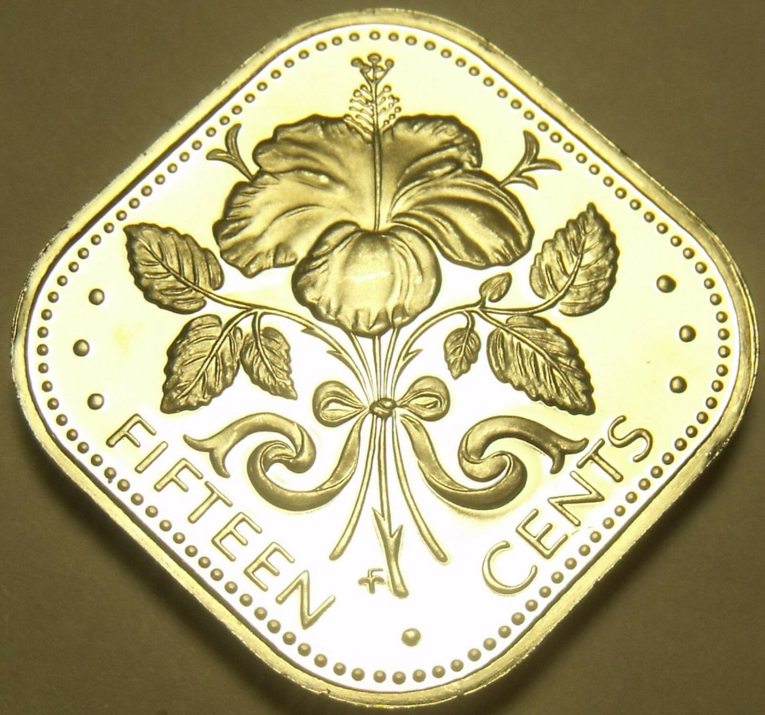 Bahamas 15 Cents, 1976 Rare Proof~23,000 Minted~Triangle Coin~Free Shipping