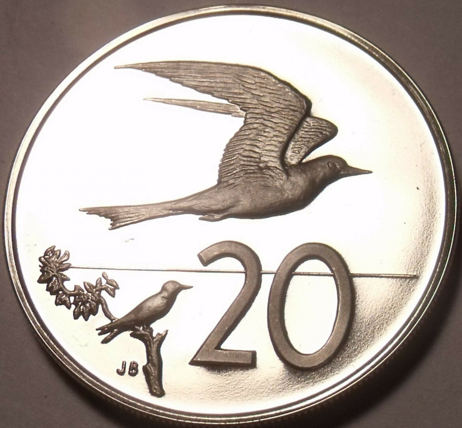 Cook Islands 20 Cents, 1974 Cameo Proof~7,300 Minted~Fairy Tern~Free ...