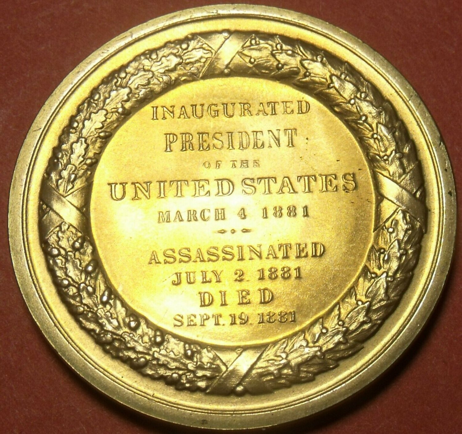 Gem Unc James A Garfield Presidential Bronze Inauguration Medallion ...