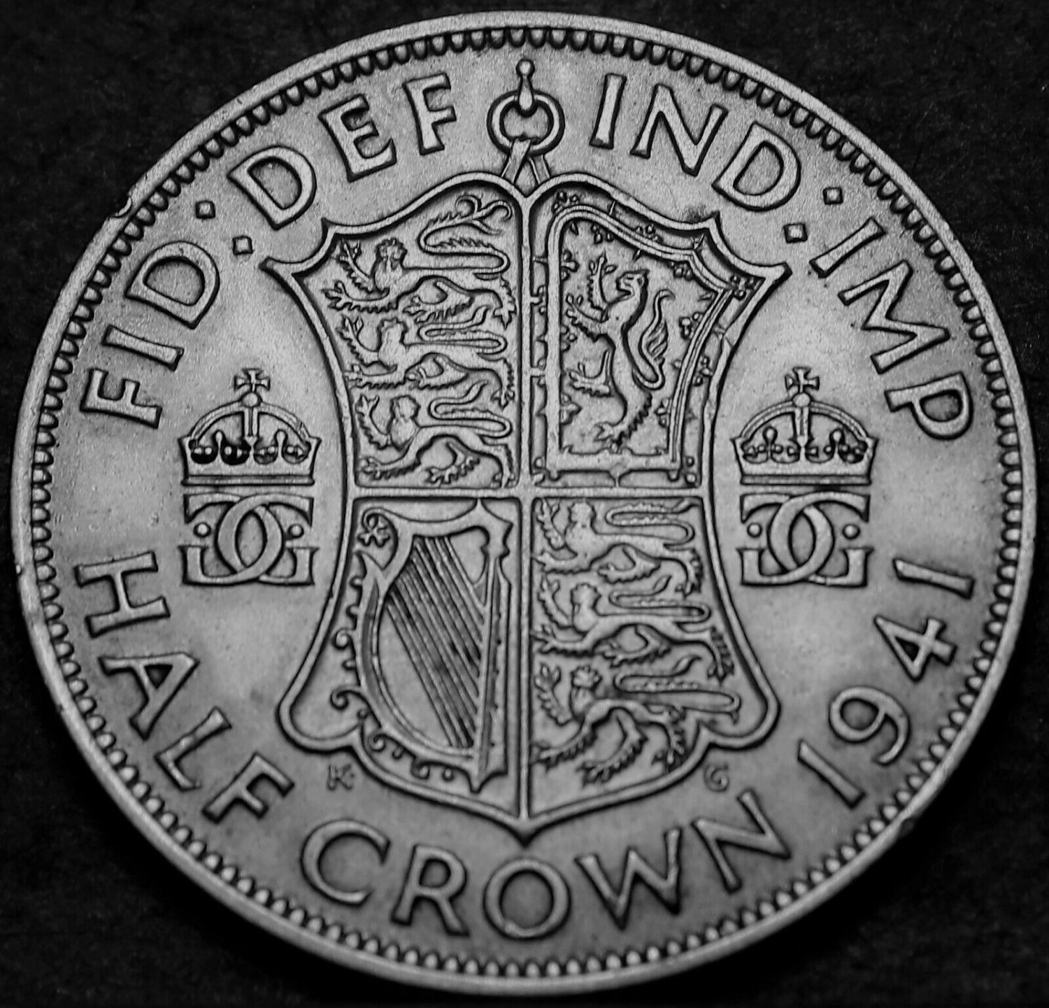 Great Britain Half Crown, 1941 Silver~George VI~Quartered Shield~Free ...