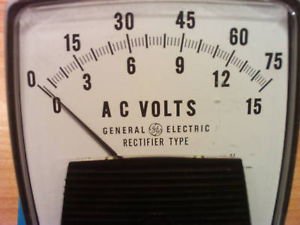 GE Voltage Meter panel mount analog meter Model-162 AC VOLTS 0-15 / 0 ...
