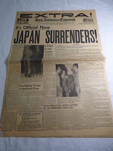 Historic Japan Surrenders 1945 World War II WWII Newspaper